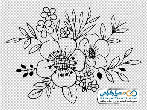 عکس Png وکتوری گل های سیاه و سفید با دست طراحی شده 08123615 همیار طراحی