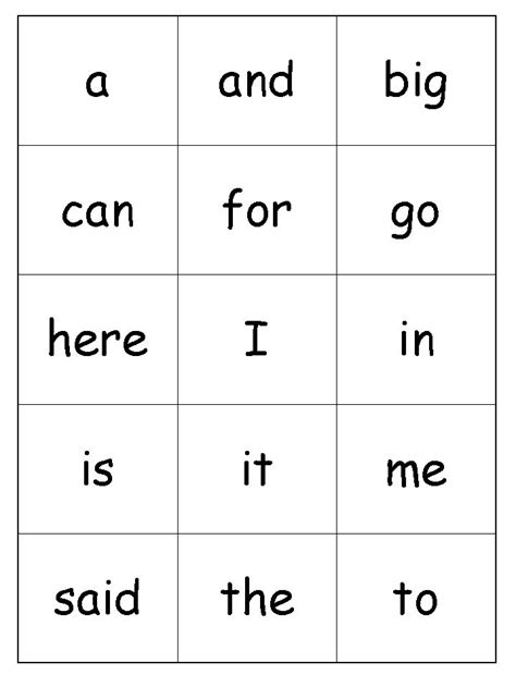Sight Words Kindergarten Flash Cards