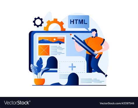 Web Development Concept With People Scene In Flat Vector Image