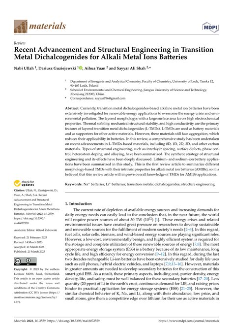 Pdf Recent Advancement And Structural Engineering In Transition Metal
