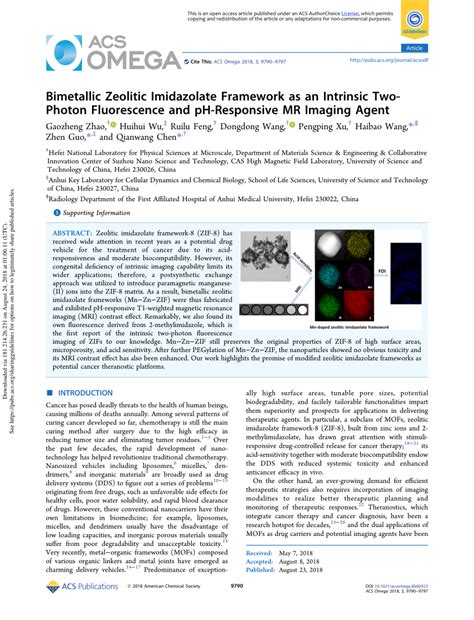 Pdf Bimetallic Zeolitic Imidazolate Framework As An Intrinsic Two
