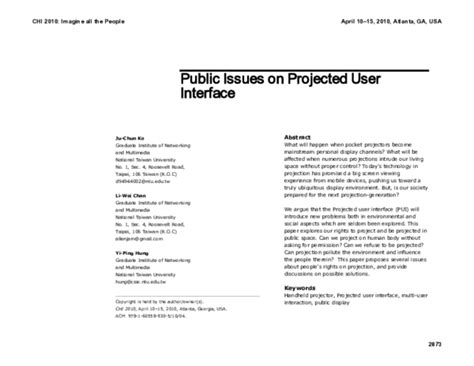 Pdf Public Issues On Projected User Interface