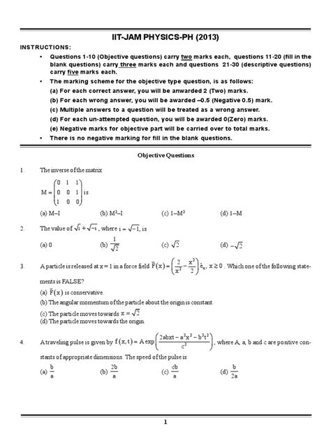 Iit Jam Physics 20131 Pdf Sphere Gases