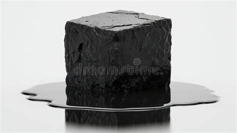 A Black Cube Shaped Object Sits Atop A Pool Of Black Liquid Creating A Striking Contrast