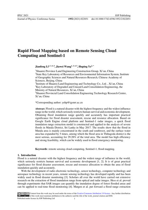 PDF Rapid Flood Mapping Based On Remote Sensing Cloud Computing And Sentinel