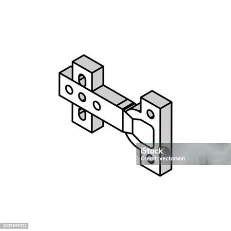 소프트 닫기 하드웨어 가구 피팅 아이소 메트릭 아이콘 벡터 일러스트 레이 션 가구에 대한 스톡 벡터 아트 및 기타 이미지