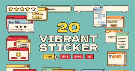 vintage vibrant user interface objects ft retro and icon envato elements