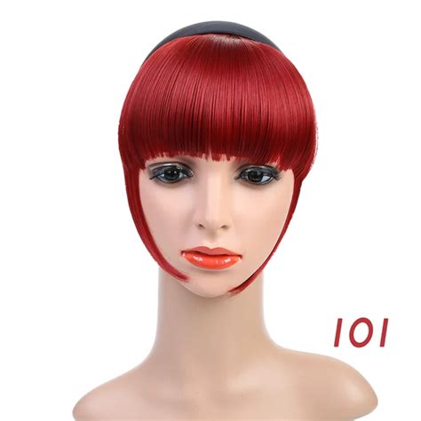 Jinkaili Wig Short Blunt Bangs Synthetic Fake Hair Pieces Women