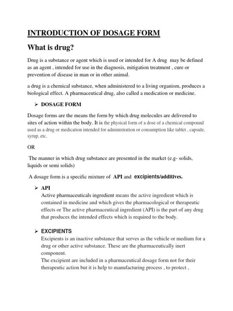 Introduction Part Of Dosage Form Pdf Pdf