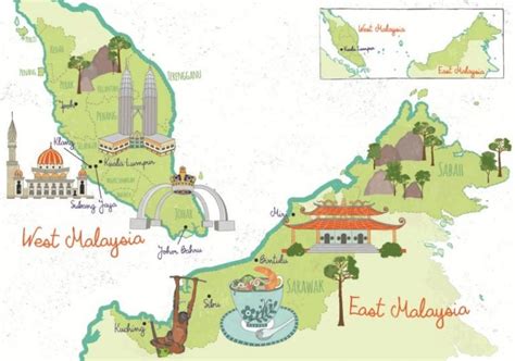 Illustrated Tourist Map Of Malaysia Bek Cruddace Illustration