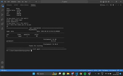Kanthi Purnima On Linkedin Day 6 Task 17 Complete Super Market Bill Generation Project Kiran