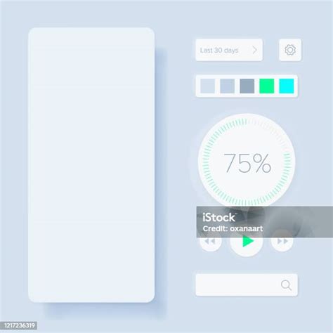 모바일 앱 레이아웃 네오모픽 Skeuomorphic Ui 사용자 인터페이스 디자인 가벼운 점토 최소한의 응용 프로그램 요소