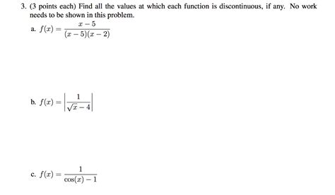 Solved 3 3 Points Each Find All The Values At Which Each Chegg
