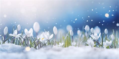 A Bunch Of White Flowers In The Snow Header Footer Panoramic Banner