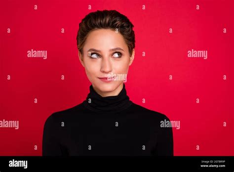 Portrait Of Attractive Minded Girl Overthinking Copy Blank Space Advert