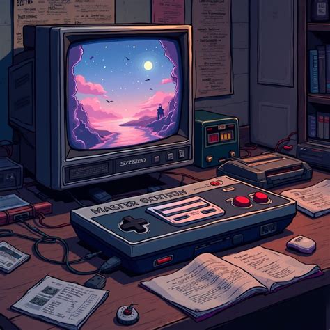 8 Bit Gaming Console Retro 8 Bit Gaming Console Scene In