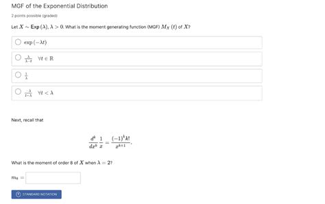 Solved Mgf Of The Exponential Distribution 2 Points Possible