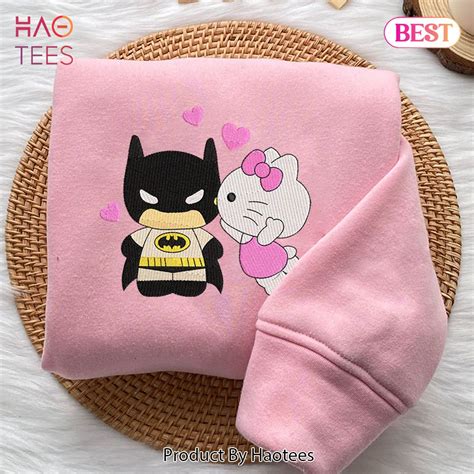 Hot Batman And Hello Kitty Embroidered Sweatshirt