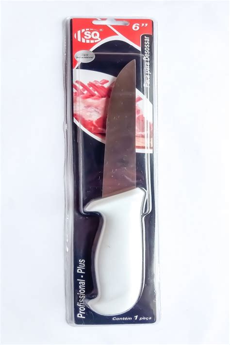 Faca Açougueiro Cozinha Carne Desossa Aço Inox Cabo Branco 6 Madeiramadeira