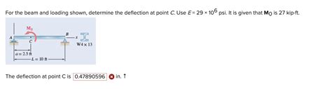 [solved] for the beam and loading shown determine the def