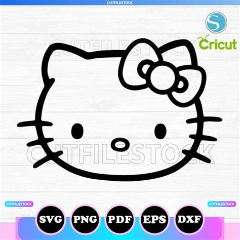 Hello Kitty Outline Svg Png Kawaii Kitty Svg Silhouette Cricut