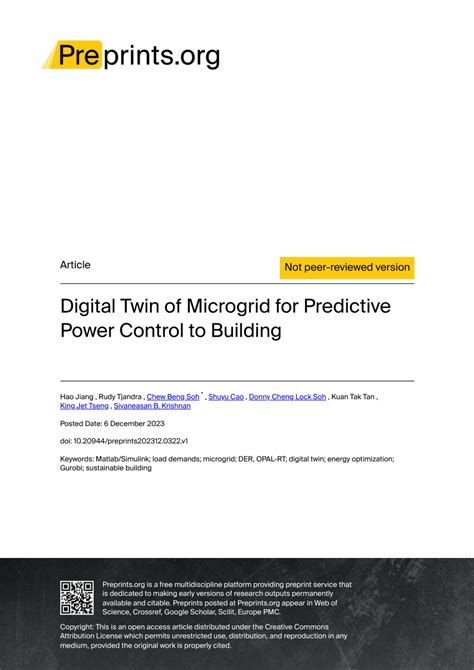 Pdf Digital Twin Of Microgrid For Predictive Power Control To Building