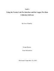 Lab 1 Report Pdf Lab 1 Using The Vernier Lab Pro Interface And The