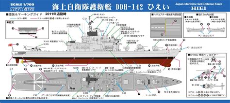 J81nh 1700 海上自衛隊 護衛艦 Ddh 142 ひえい 旗・旗竿・艦名プレートエッチングパーツ付き ピットロード