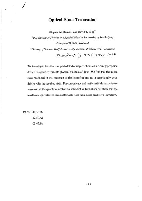Pdf Optical State Truncation