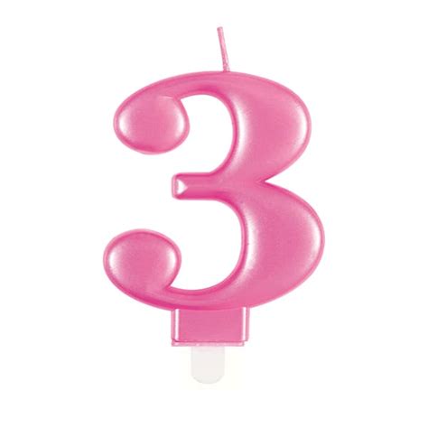 Metallic Pink Number 3 Candle Go International Uk