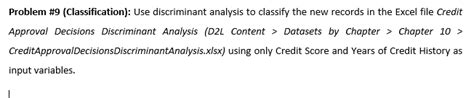 Problem 9 Classification Use Discriminant