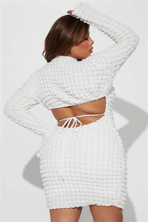 Tia Bubble Mini Dress White Fashion Nova