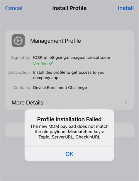 Profile Install Failed How Can I Remedy This Only One User Is Having