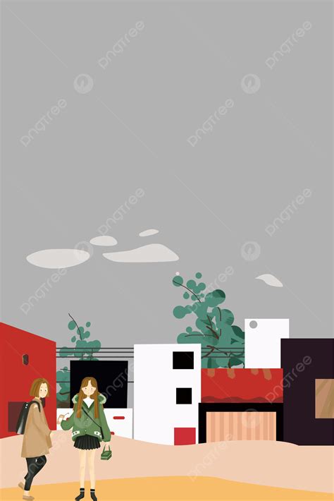 도시 생활 소녀 매일 도시 인생 도시 소녀 캐릭터 빌딩 쇼핑몰 일러스트 레이터 스타일 배경 도시 생활 소녀 매일 레이터 스타일 배경 일러스트 및 사진 무료 다운로드