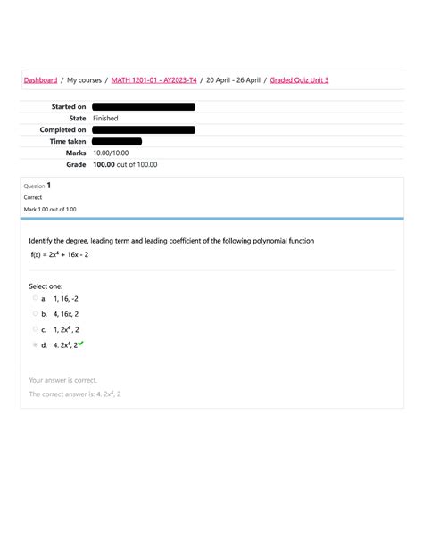 MATH 1201 01 Graded Quiz Unit 3 Dashboard My Courses MATH 1201 01
