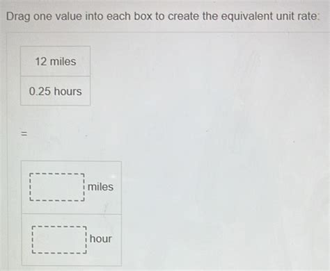 Solved Drag One Value Into Each Box To Create The Equivalent Unit Rate
