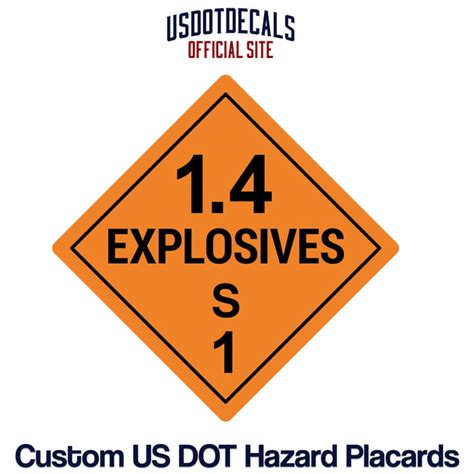Hazard Class 14s Explosive Placard Usdot Decals