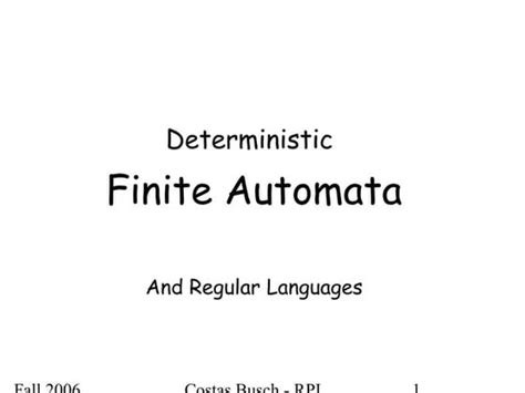 Deterministic Finite Automata Dfa Ppt