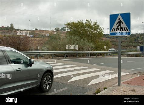 Zebra Crossing Sign Of The Same Both Vertical And Horizontal On A Road