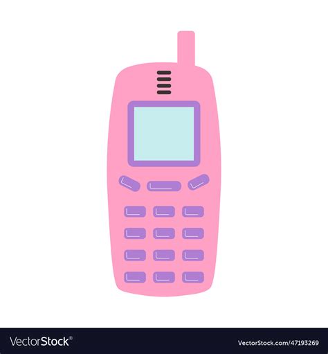 Retro Mobile Phone Vintage Pink Mobile Nostalgia Vector Image
