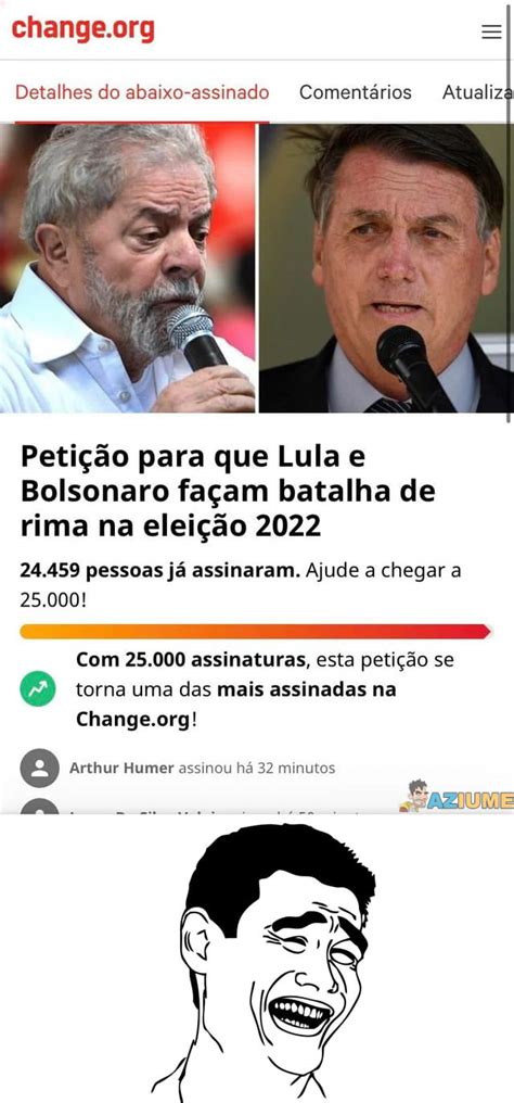 Petição para uma batalha de rima entre Lula e Bolsonaro Aziume Blog