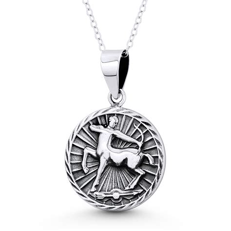 Sagittarius The Archer Zodiac Sign Pendant Luck Necklace In 925
