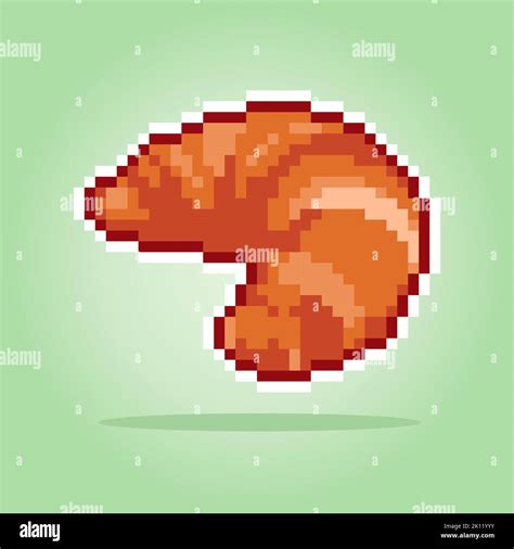 8 bit bread pixel food icon for game assets in vector illustrations