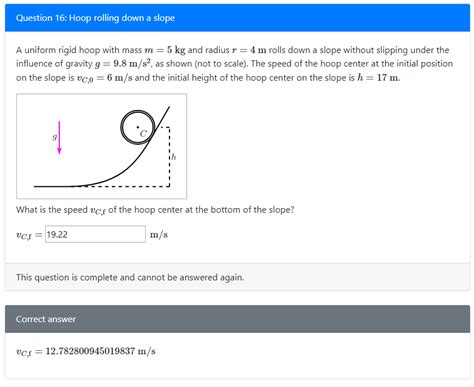 Solved Question Hoop Rolling Down A Slope A Uniform Chegg
