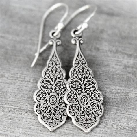 Silver Drop Earrings Etsy