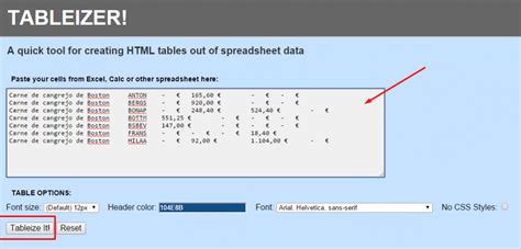 covertir tabla de excel a html pc solución