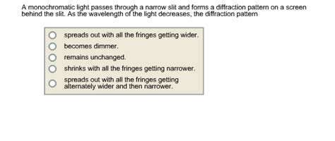Solved A Monochromatic Light Passes Through A Narrow Slit