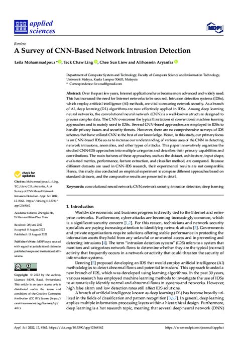 Pdf A Survey Of Cnn Based Network Intrusion Detection