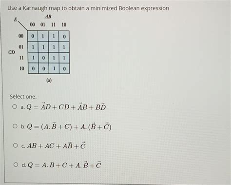 Solved Use A Karnaugh Map To Obtain A Minimized Boolean
