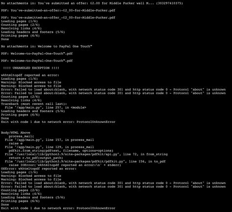 unhandled exception wkhtmltopdf reported and error protocol